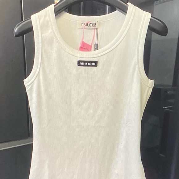 Miu Miu | Sweaters | Miu Miu Cream Ribbed Tank Top | Poshmark